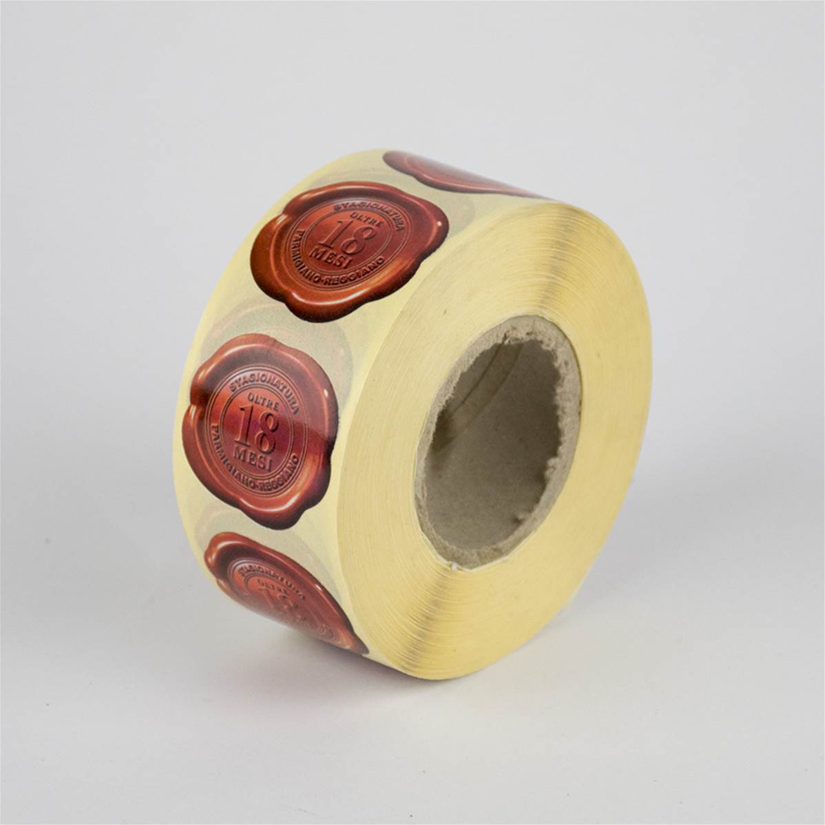 BOLLINO ADESIVO "OLTRE 18 MESI" COLORE ARAGOSTA 500 PZ